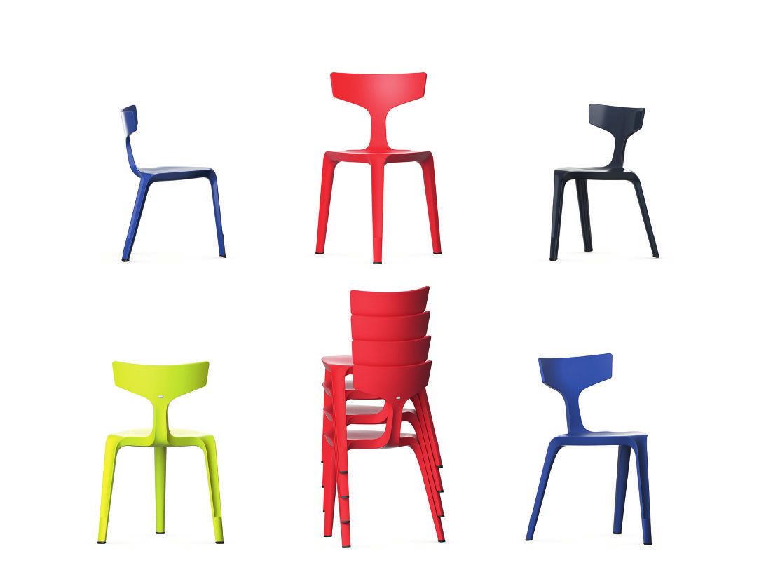 VS Stakki, dreibeiniger Kunststoffstuhl. – knobel